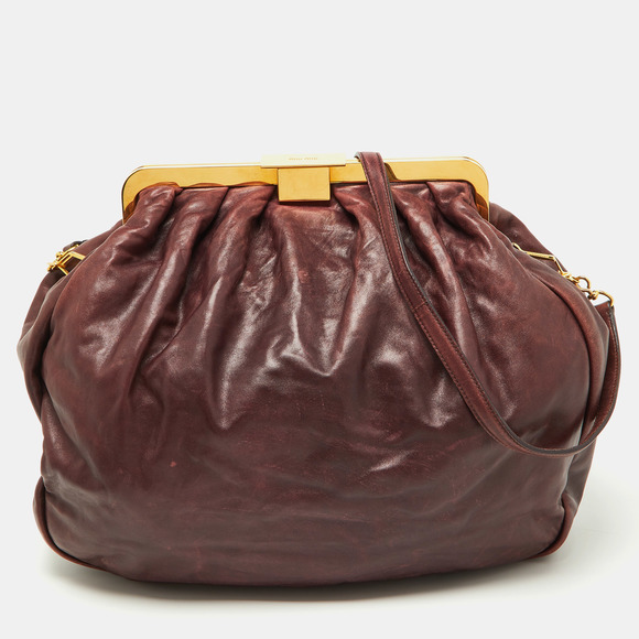 Miu Miu | Bags | Miu Miu Burgundy Leather Frame Hobo | Poshmark